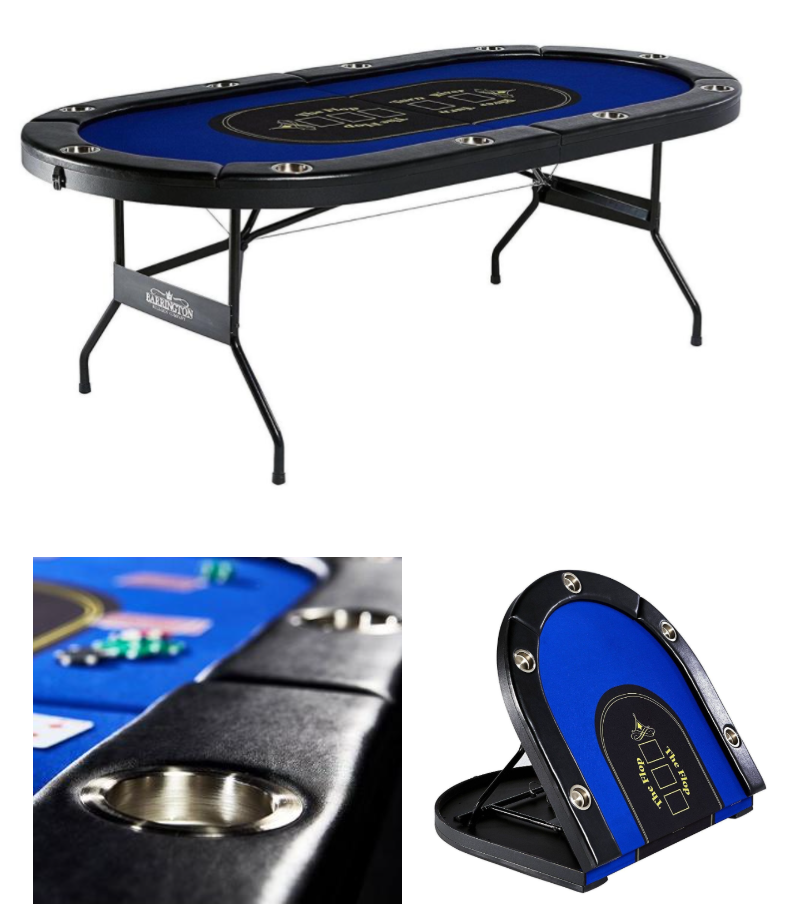 Barrington 10 Player Blue Poker Table, No Assembly Required – chipcave