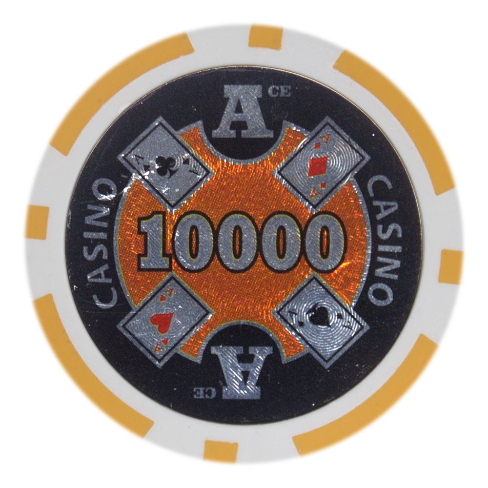 Orange Ace Casino Poker Chips - $10,000 – chipcave